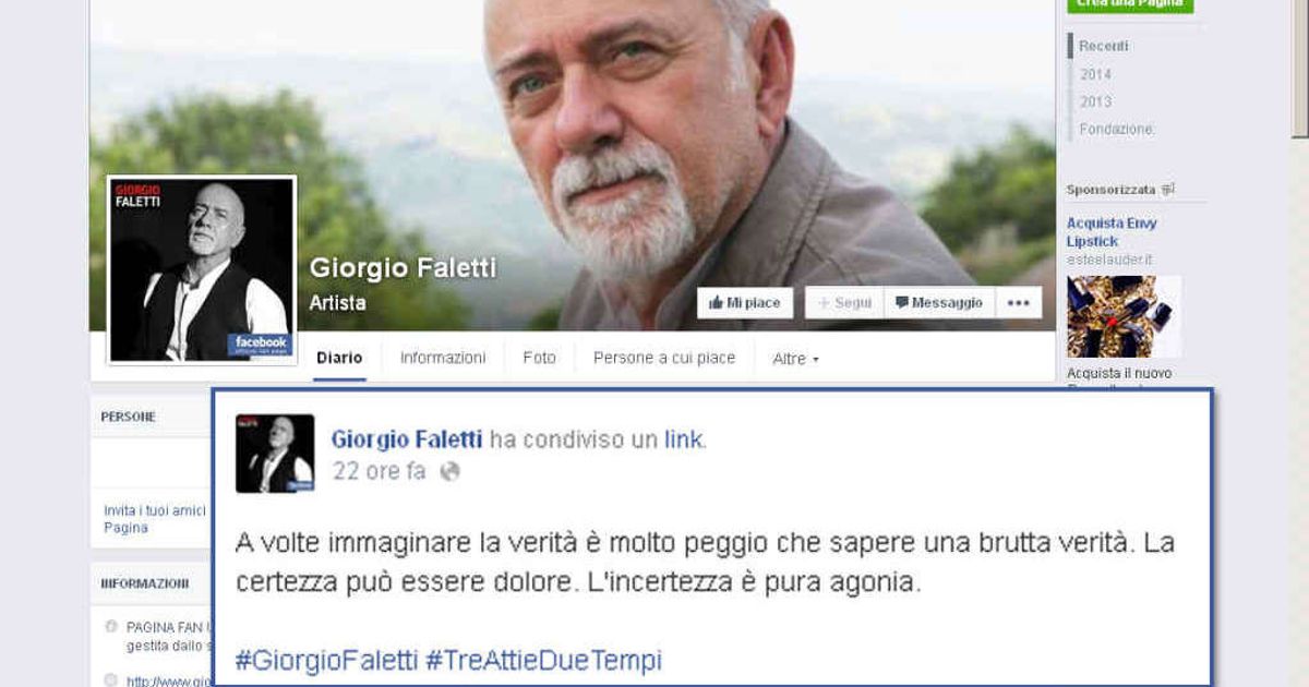Faletti: l'ultimo post su Facebook, 'meglio una butta verita' che l ...