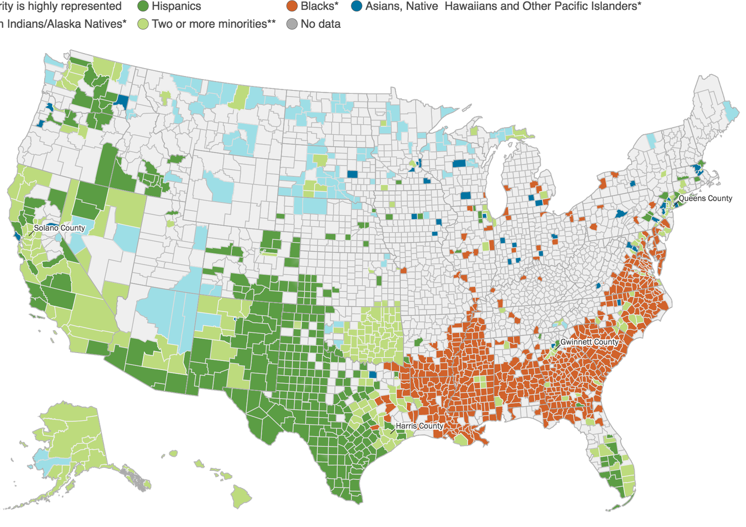 Come le minoranze etniche stanno cambiando gli Usa (in 6 mappe)