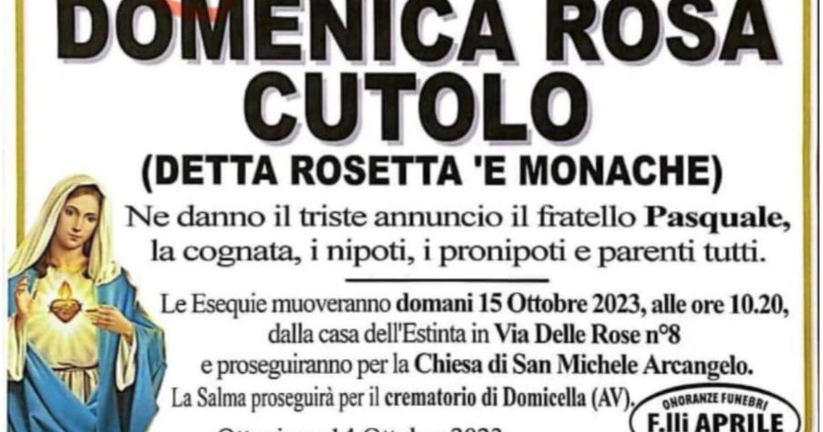 Morta Rosetta Cutolo, sorella del boss Raffaele